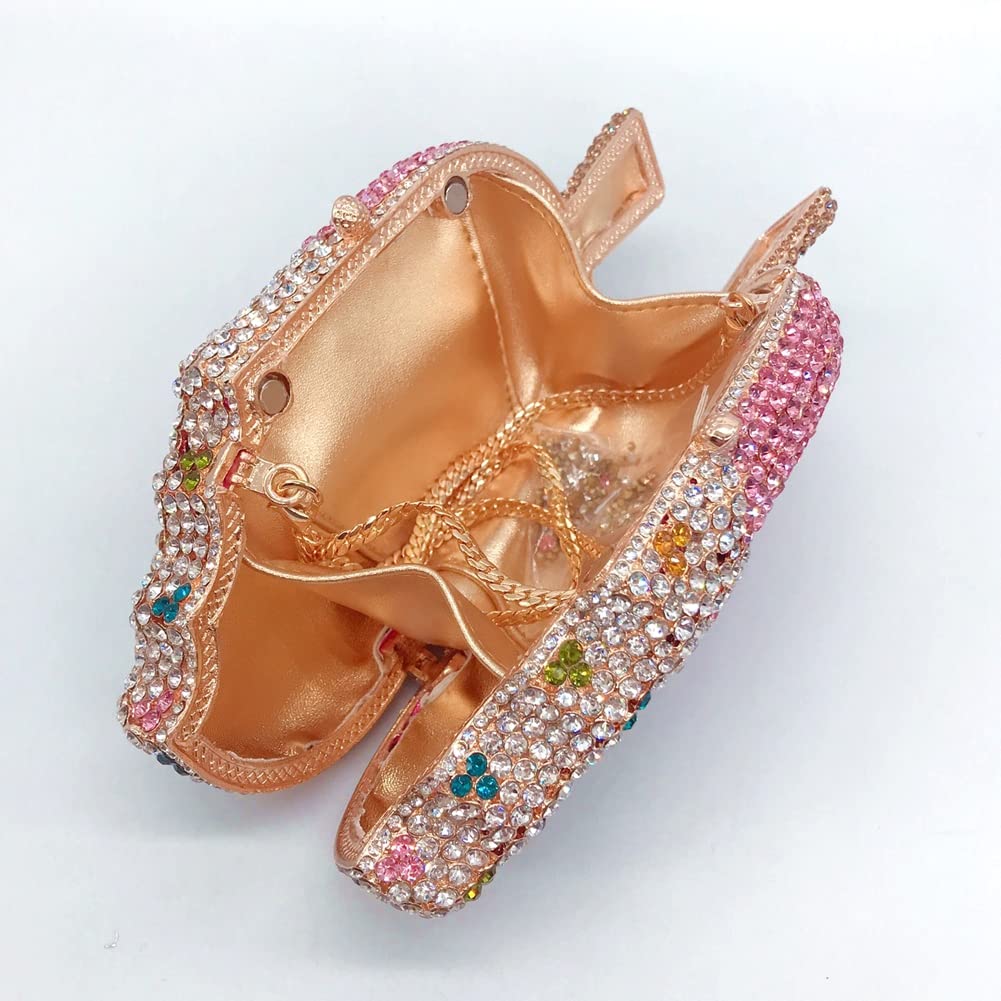 DEBIMY Glittering Clutch Cute Ice Cream Shaped Evening Bag Rhinestone Wedding Vacation Party Purses Multi-Color Optional Pink White