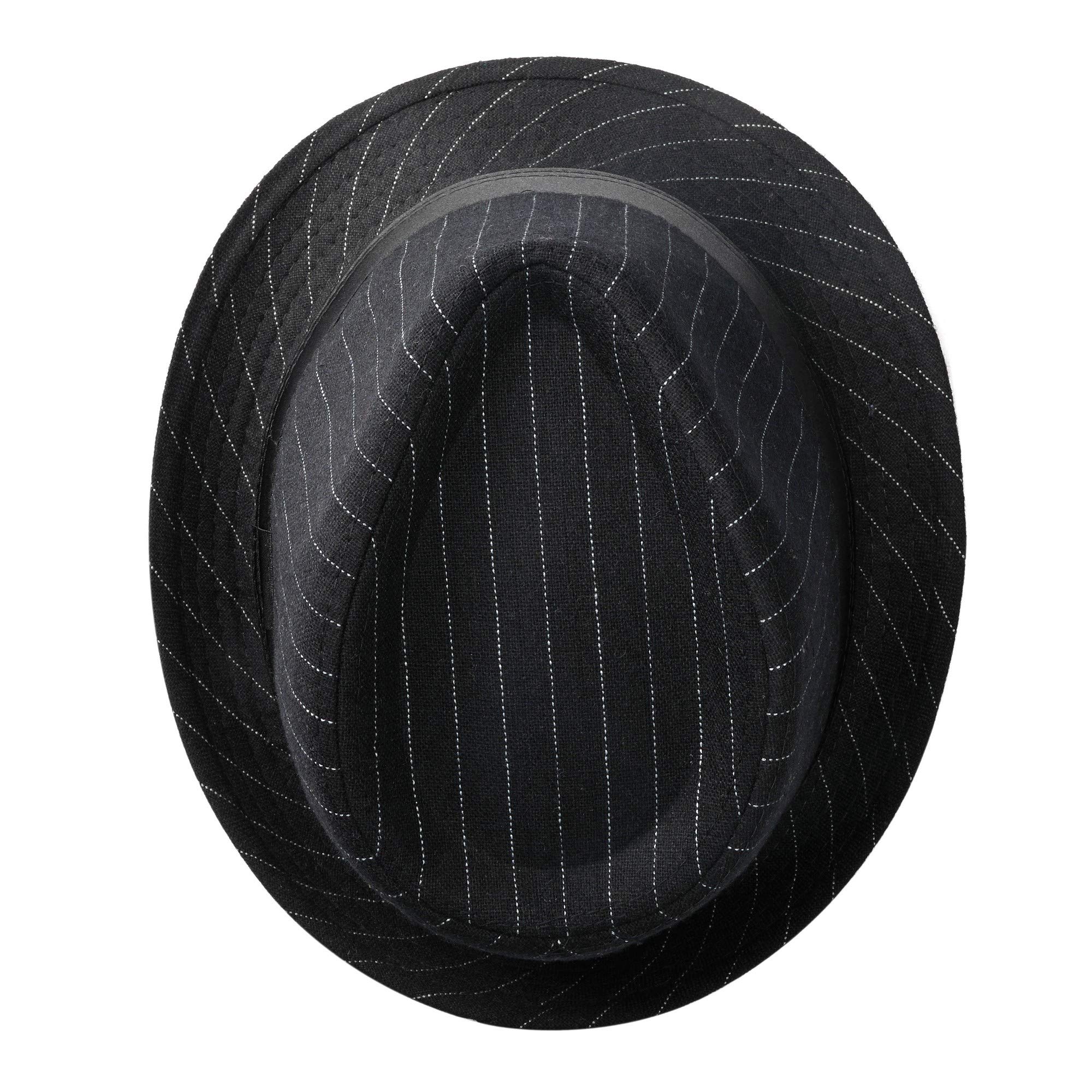 Fedora for Men Women Unisex Men's Women's Classic Manhattan Structured Gangster Trilby Fedora Hat Black