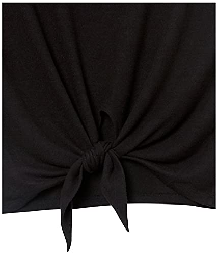 Daily Ritual Women's Cozy Knit Dolman Short-Sleeve Tie-Back Shirt, Black, X-Large