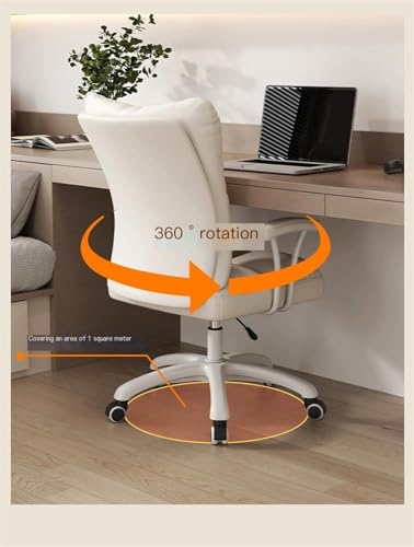 Ergonomic Office Chair, Desk Chairs with Wheels Leather Comfortable Computer Office Ladies Dressing Table Backrest Lift Swivel Chair (Color : White)