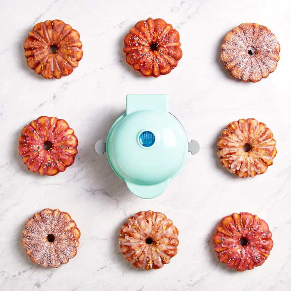 Mini Cake Maker,Lava Cake Maker,Toaster, 350W Electric Rotating Lava Cake Maker for Chocolate Cake, Spice Cake, Clear Glaze, Sprinkles and more! (Mint green)