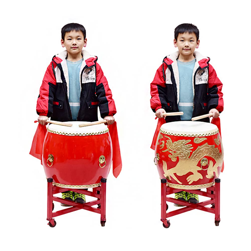 FFYUEEE Traditional National Musical Instrument, Cowhide Drum, Dragon Drum, Court Drum, War Drum, Bass Drum, Chinese Red Gong and Drum, 40-250Cm,A,40CM