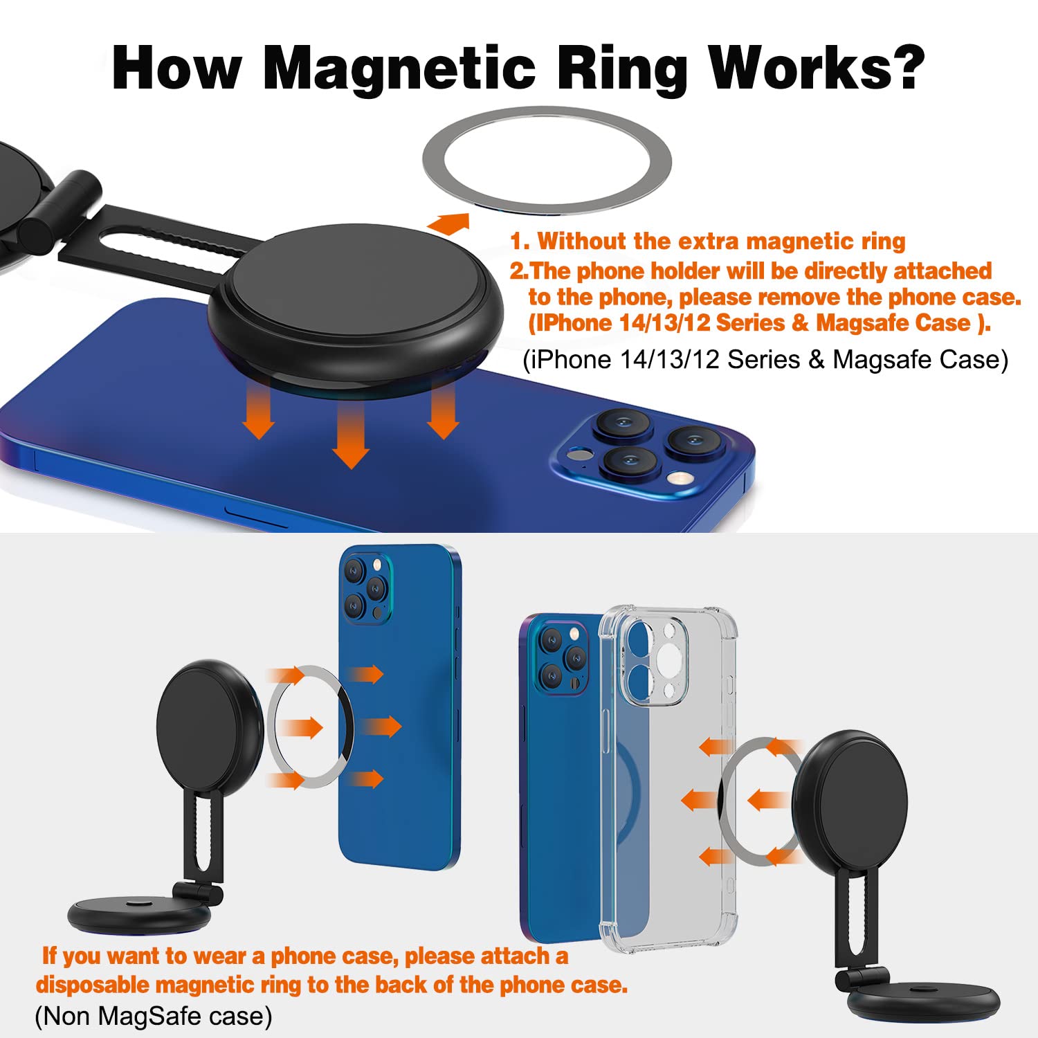 JUBOR Car Phone Holder, Powerful Magnetic car Phone Holder, Foldable and Hidden car Bare Machine Holder for iPhone 14, 13, and 12 Pro Max Plus