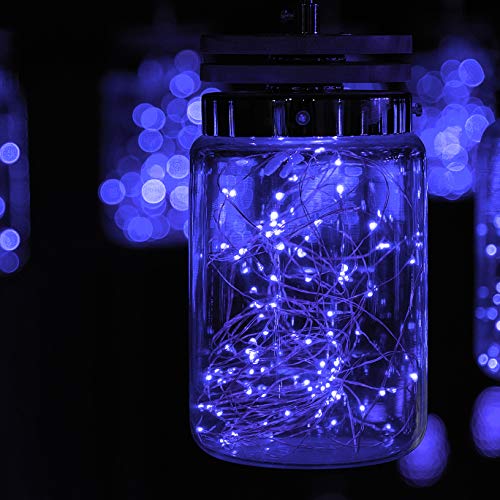 XNNATA Solar String Lights, 33Ft 100 LED Copper Wire Starry String Light, Indoor Outdoor Waterproof Solar Decoration Lights for Gardens, Home, Party Ornaments(Blue)