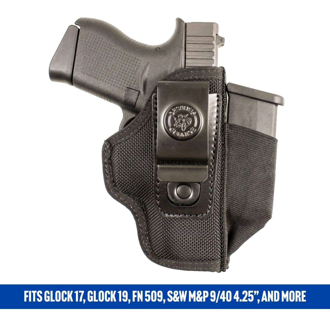 DeSantis Pro Stealth, Inside The Waistband Gun Holster, Padded Ballistic Nylon, Handcrafted Concealed Carry Holster, GLOCK 17, GLOCK 19, FN 509, S&W M&P 9/40 4.25”, and More, Ambidextrous, Black