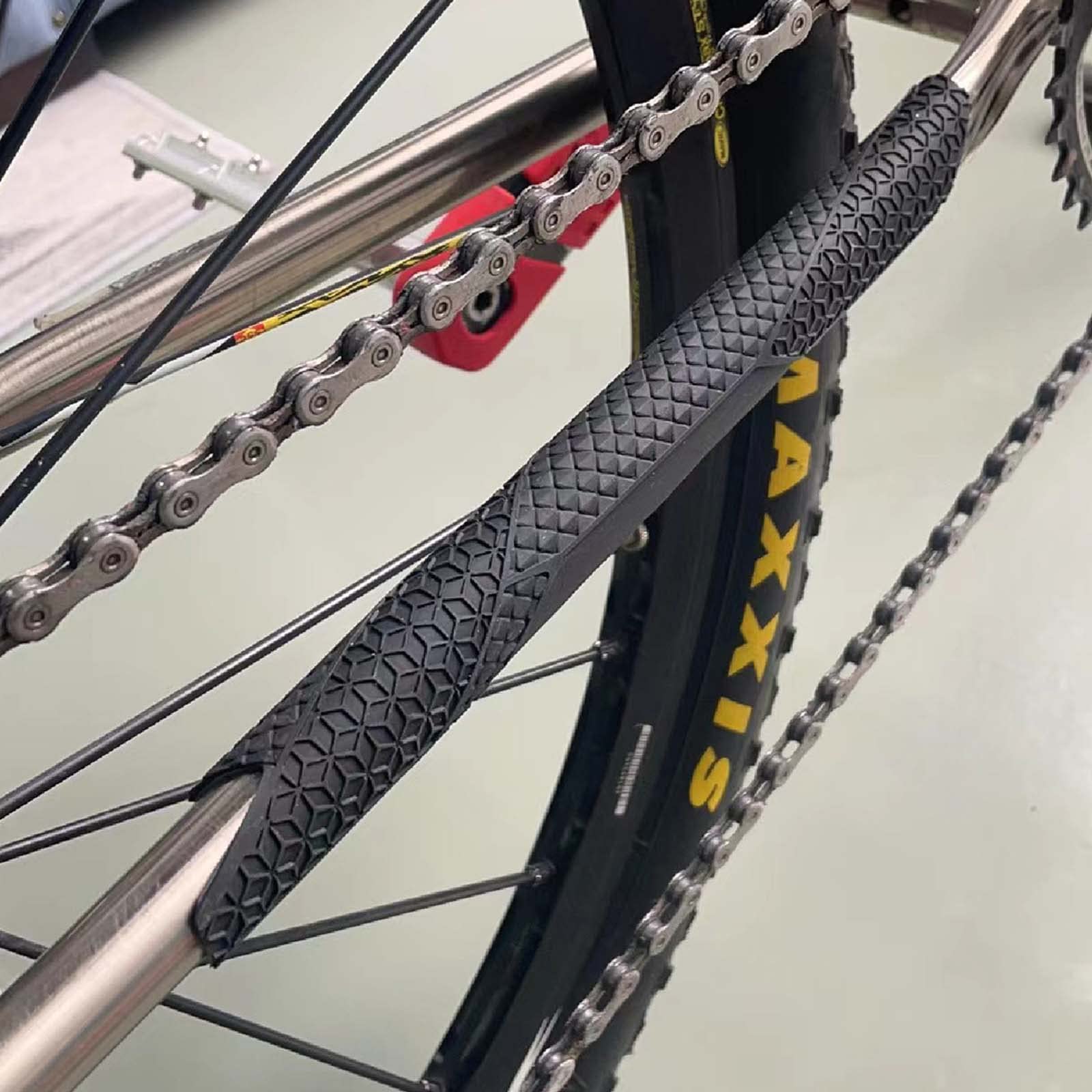 Esonto ENLEE Mountain Bike Chainstay Protector, Bicycle Chain and Frame Protection, 3D Embossed, Prevent Collision Airbag Type Cushioning Silicone Tape, Also for Road Bikes