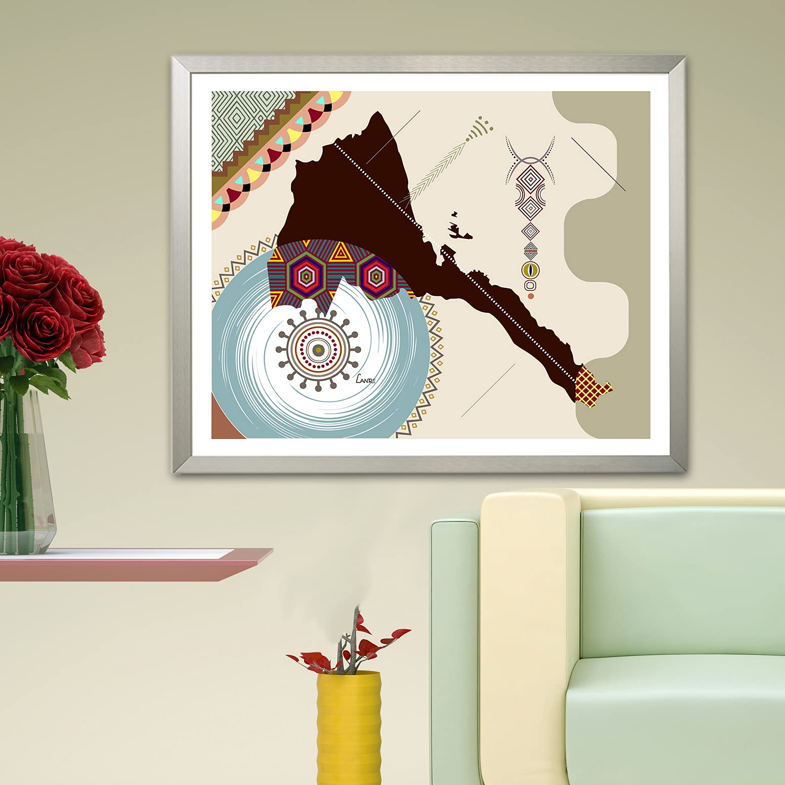 Eritrea Map Art Print Asmara Poster East African Abstract Painting Decor Unframed