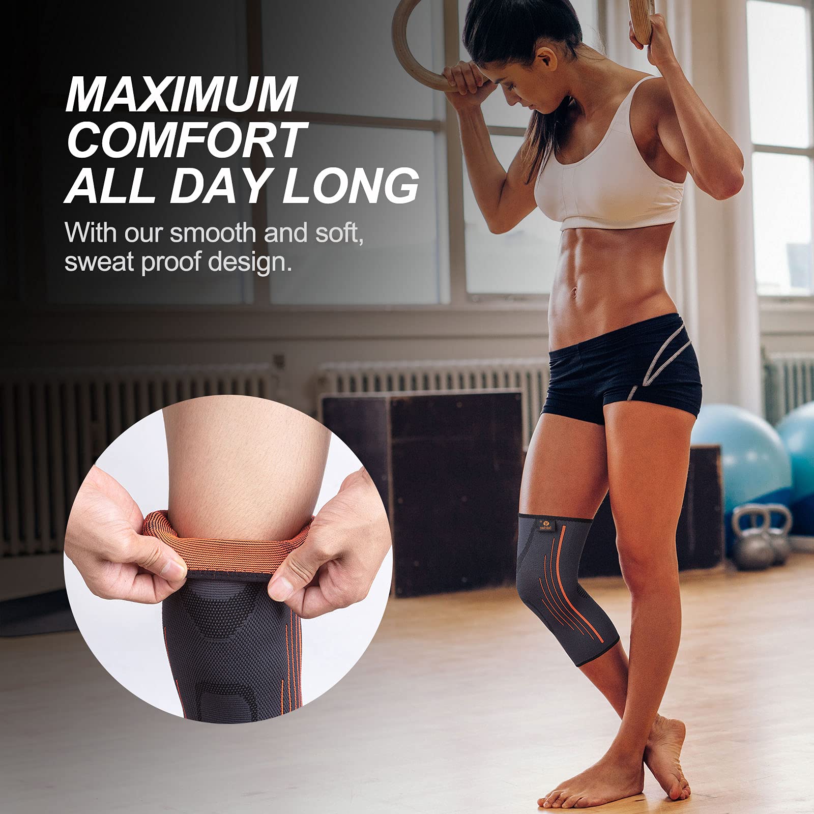 Double Bunny 2 Pack Professional Knee Pads Knee Compression Pads Medical Grade Knee Pads for Running, Meniscus Tears, Arthritis, Joint Pain Relief, and Injury Recovery (Medium)