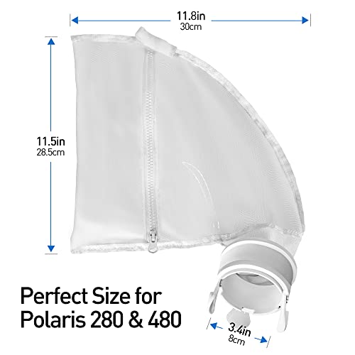 JamBer Nylon Mesh K13 Pool Cleaner Bags,Bag Zipper Replacement for Polaris 280 & 480 Pool Cleaner All Purpose Filter Bag for 280 Polaris Replacement Bags,Pool Cleaner Replacement Part K16, 2 Pack