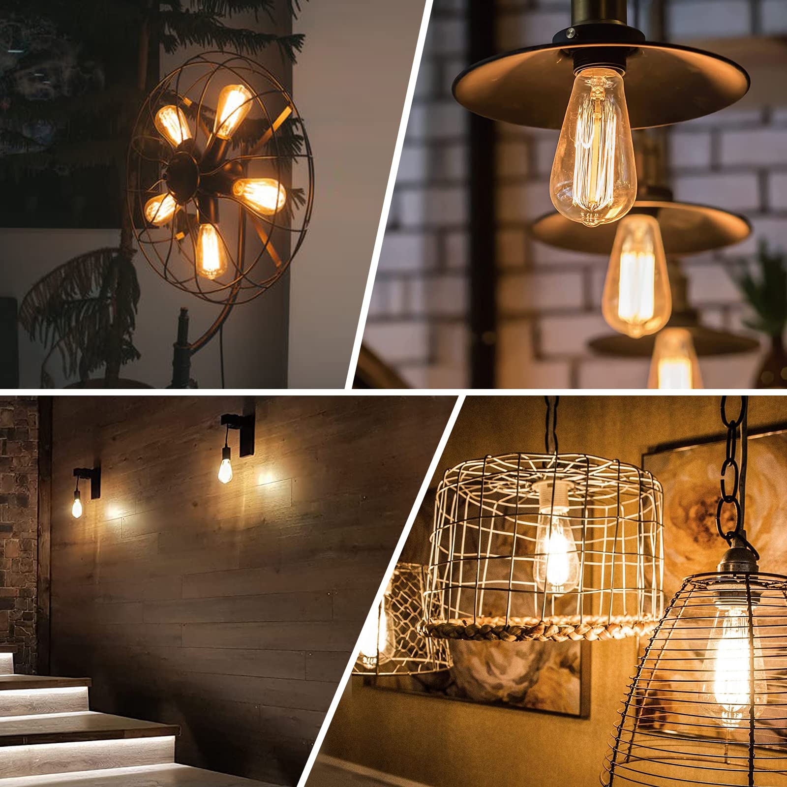 DZ Aimier LED Edison Bulbs, 6W, Equivalent 60W, High Brightness Amber Gold Light ST58 Antique LED Filament Bulbs, E26 Medium Base, Dimmable, Pack of 6