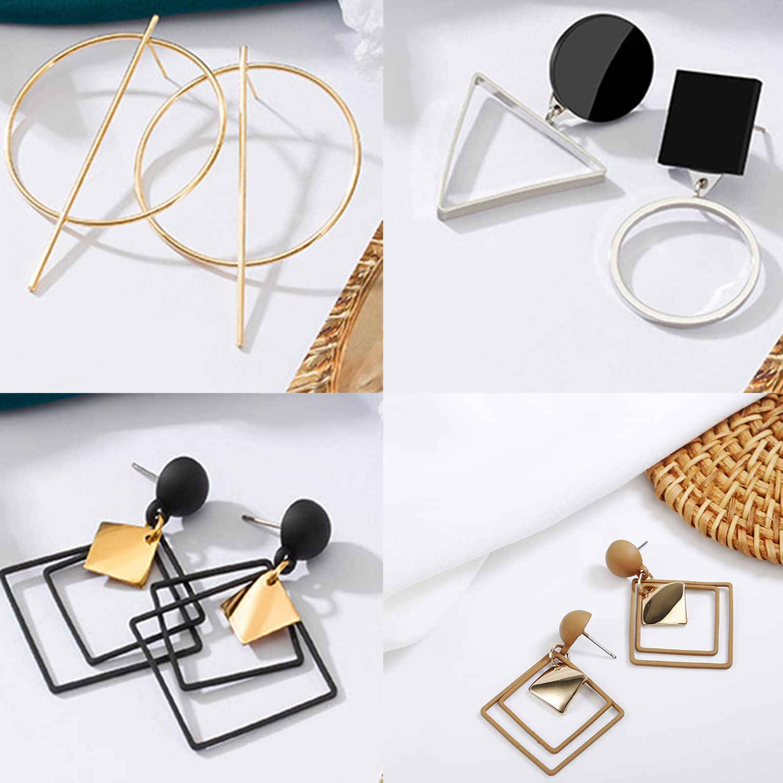 Fingwerk 9 Pairs Statement Earrings for Women Korean Earrings Statement Drop Dangle Geometric Earrings Set Jewelry Gifts