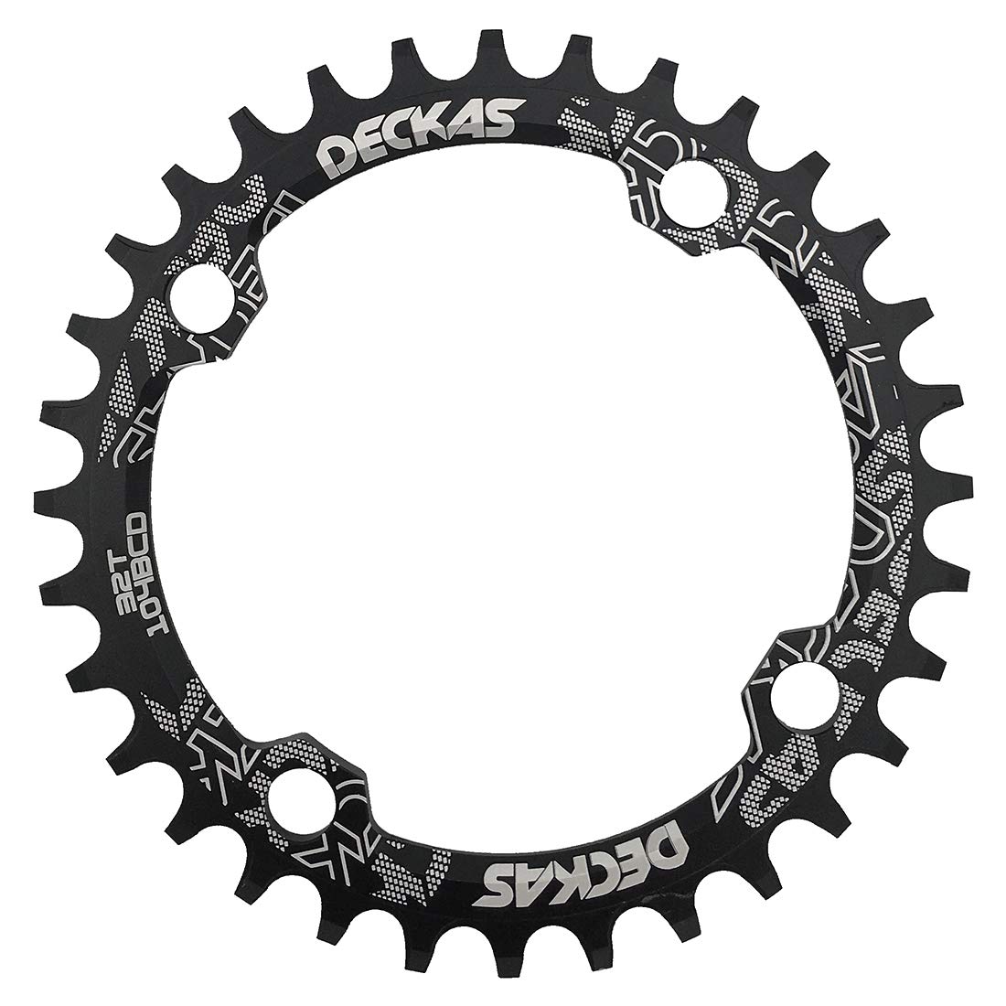 DECKAS Round Oval 104BCD 30T 32T 34T 36T 38T Narrow Wide Chainring Single Chainring for 6/7/8/9/10/11/12-Speed (Round Black, 32T)