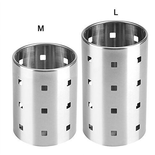 GLOGLOW Utensil Holder Stainless Steel, Kitchen Utensil Holder Caddy, Chopsticks Cutlery Cooking Utensil Organizers, Tableware Storage Rack(M)