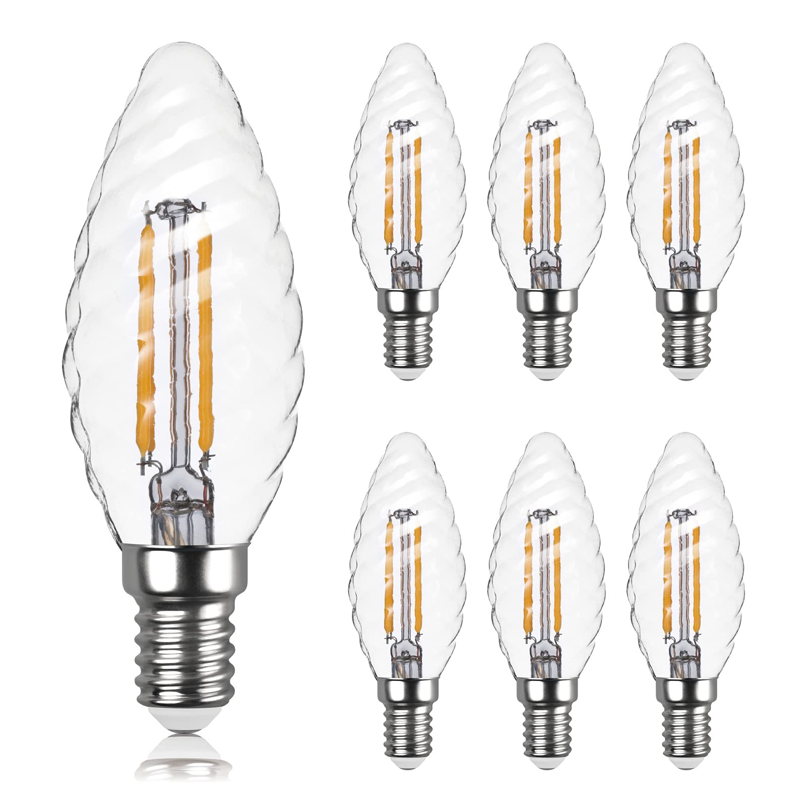 ECOVANIA E12 LED Candelabra Bulbs, Dimmable Clear Glass B11 LED Filament Candle Bulbs for Chandelier Ceiling Fan Light,4 Watt Equivalent to 40 Watt, Soft White 2700K, 6 Pack
