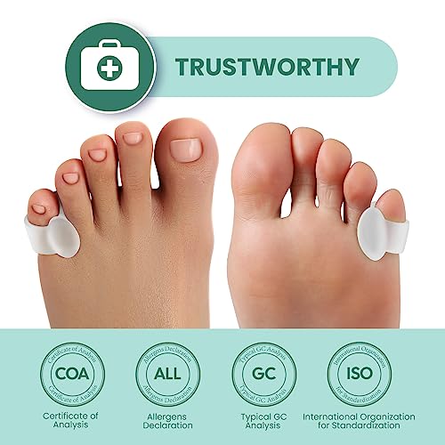 Welnove Gel Toe Separator, 12 Pack Pinky Toe Spacers, Aloe Vera Extract Infused Silicone Little Toe Spacers, Bunion Corrector, Bunion Cushions Pads for Preventing Rubbing & Relieve Pressure