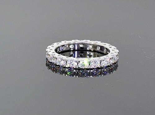Diamonbella Realistic Simulated Diamond Hearts & Arrows Stackable Eternity Band Ring 3MM Width Solid 925 Silver R3MMB60