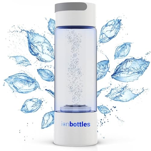 ionBottles® - Pro Model Rechargeable Portable Glass Hydrogen Water Generator Bottle up to 3000 PPB with PEM and SPE Technology Balanced Perfectly Balanced pH Water Ionizer