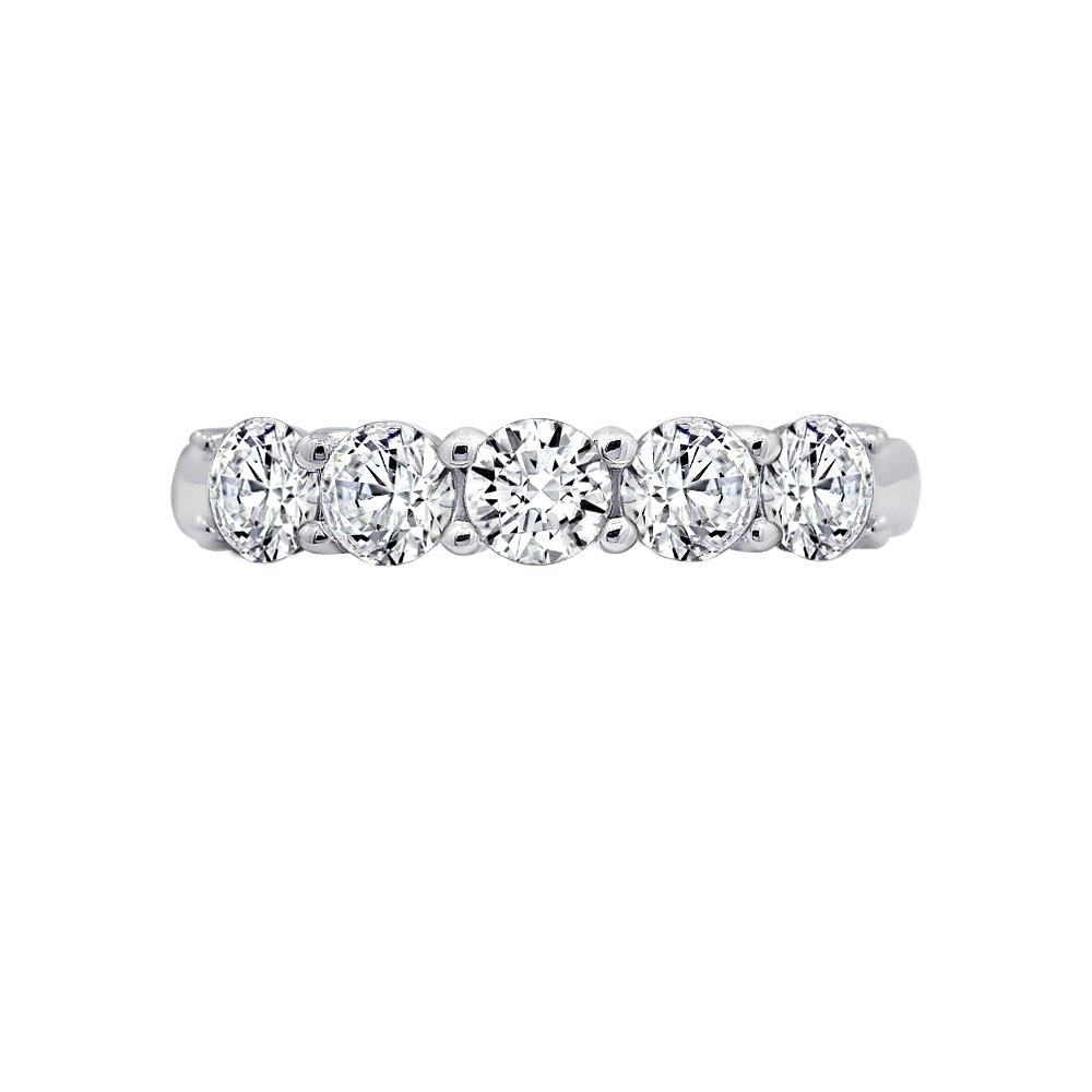 DIAMONBLISS Platinum Clad Sterling Silver 100-Facet 5-Stone Cubic Zirconia Band Ring (7)