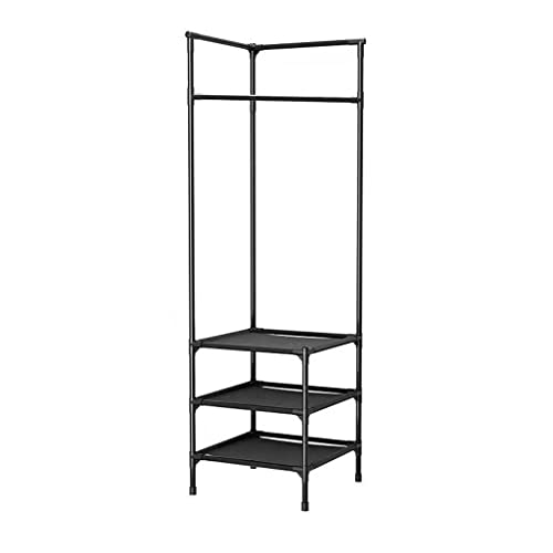 LUKEO Corner Coat Rack Multi-function Floor Standing Clothes Hanger Racks Removable Metal Clothing Storage Shelf