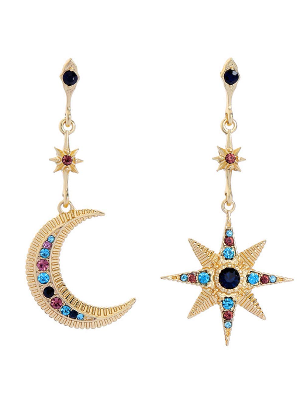 Dainty Long Dangle Earrings for Women Girls, Fashion Jewellry, Cute Gold Silver dangly, Upgrade Moon Stars Sun Earring …
