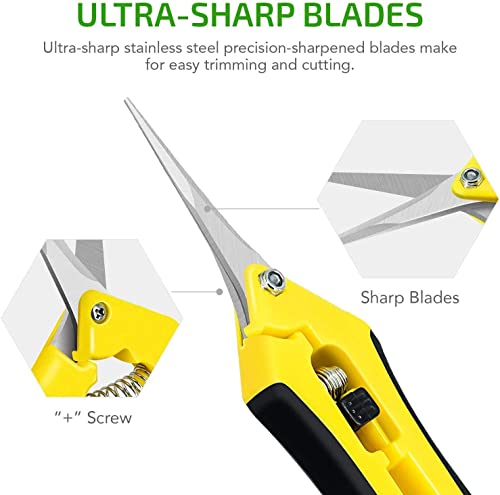 iPower 4-Pack 6.5 Inch Gardening Hand Pruner Pruning Shears Trimming Scissors with Straight Stainless Steel Blades for Bonsai, Herb, Bud, Hedge, Yellow