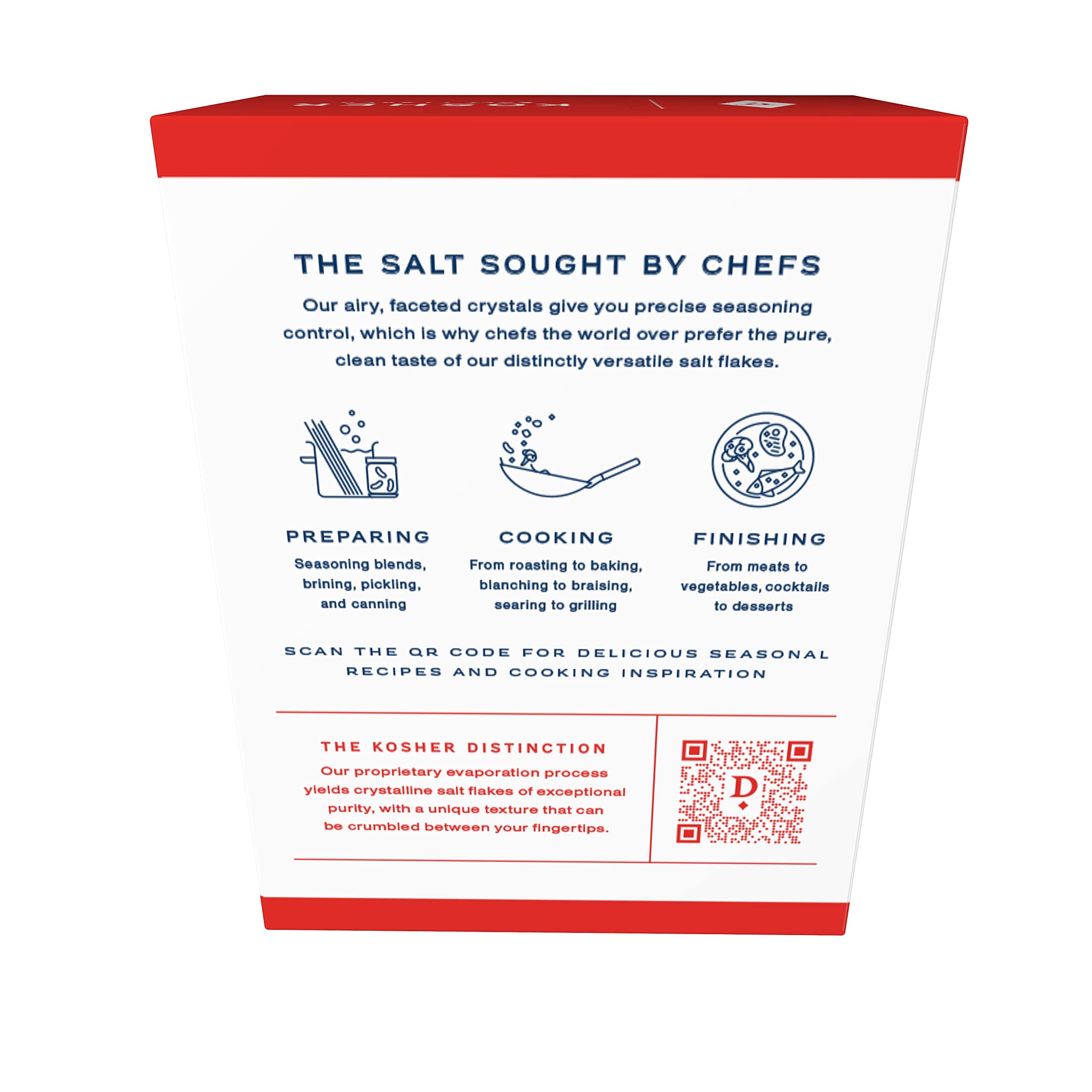 Diamond Crystal Kosher Salt Flakes – Full Flavor, No Additives and Less Sodium - Pure and Natural Since 1886-1 Pound Box
