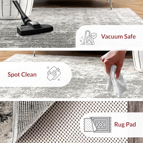 nuLOOM Deedra Modern Abstract Area Rug - 4x6 Area Rug Modern/Contemporary Grey/Ivory Rugs for Living Room Bedroom Dining Room Kitchen