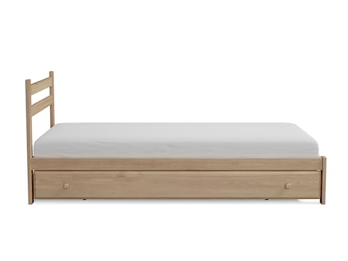 Twin Trundle Bed Wooden Bed Solid Pine Wood with Slats Support Unfinished Single Wooden Bed Frame Suitable for Bedroom and Wheeled Trundle Bed