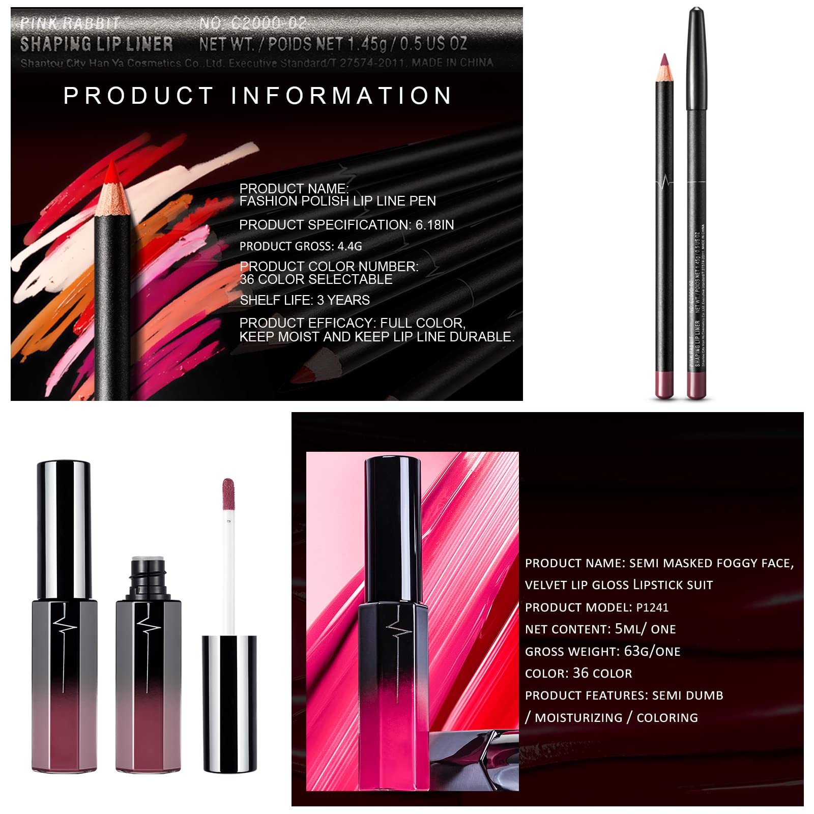 Erinde Dark Red Lip Liner Lipstick - Makeup Set, Long-Lasting Non-Stick Cup Velvet Lipstick Matte Kit - Not Fade Waterproof Lip liner Kit for Daily Makeup #08