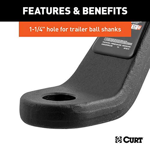 CURT 45460 Commercial Duty Forged Trailer Hitch Ball Mount, 2-1/2-Inch Receiver, 20,000 lbs, 1-1/4-Inch Hole, 8-Inch Drop, Black