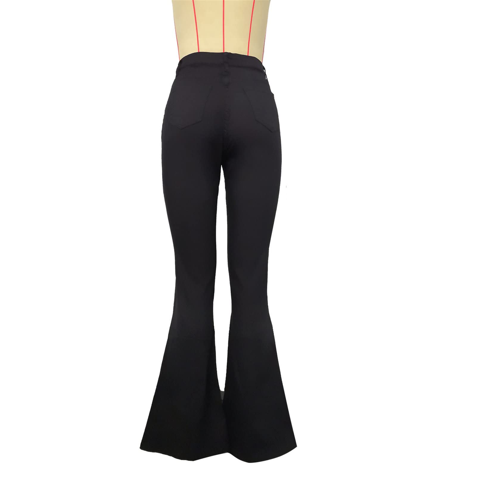 Flare Bell Bottom Jeans for Women High Waisted Stretch Wide Leg Denim Pants Classic Slimming Retro Comfy Jean (Black,Large)