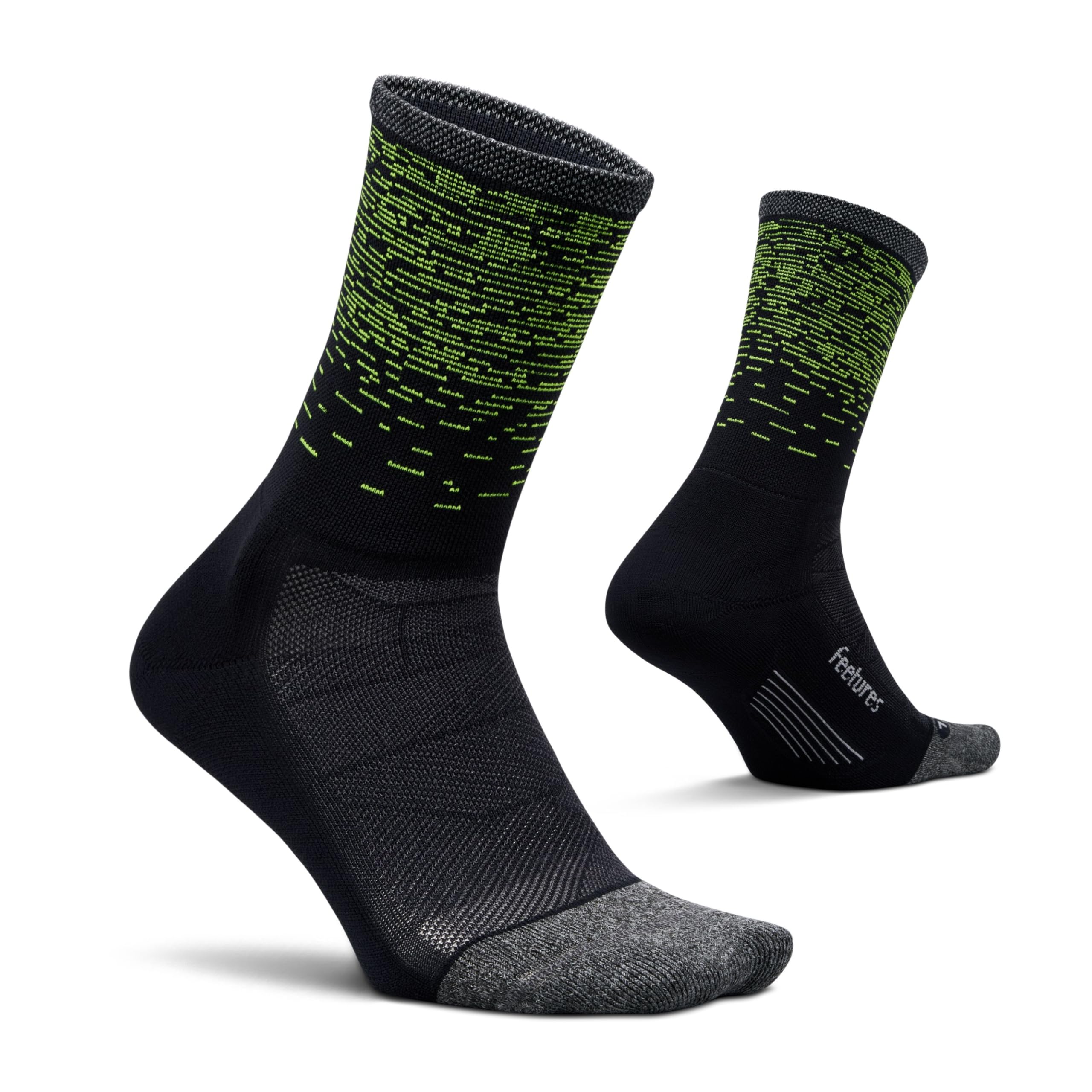 Feetures Elite Ultra Light Cushion Mini Crew Sock - Sport Sock with Targeted Compression - X-Large, Ascent Blue (1 Pair)