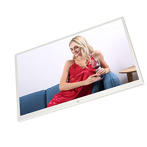 Digital Photo Frame, 17 Inch 1080P Large Screen Multifunctional Electronic Photo Frame Dual Mode Control Calendar Clock Aluminum Alloy for Video (US Plug)