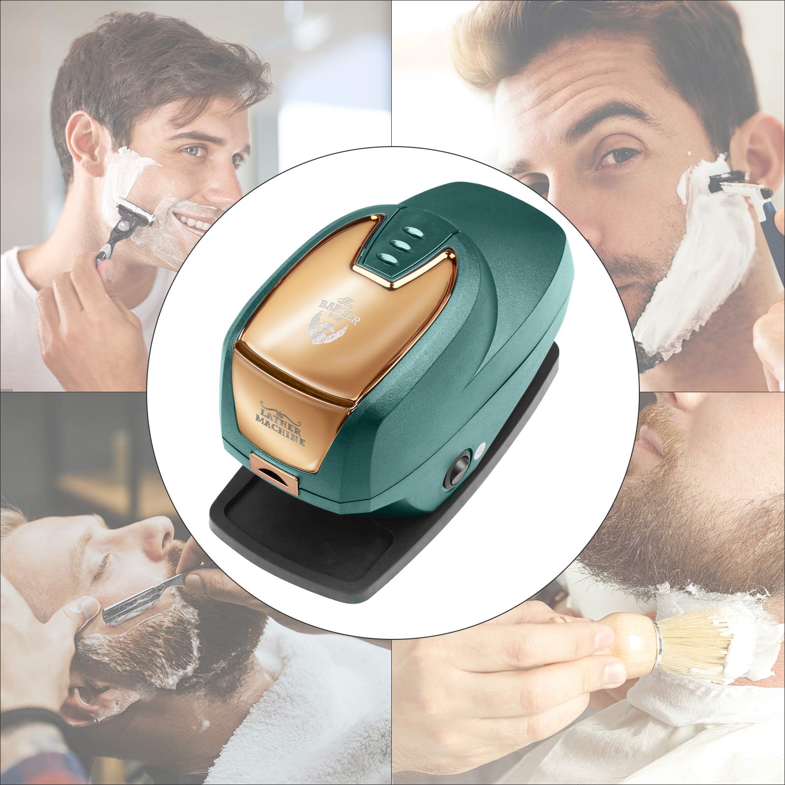 Hot Lather Machine Lather Machine Barber Latherizer Machine for Shaving Professional Lather Maker Shaving Cream Warmer Hot Lather Machine Gifts for Men Husband Dad Barber (Green Lather Machine)