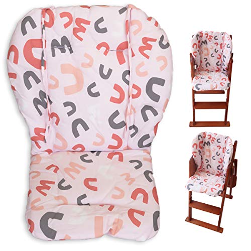 Twoworld High Chair Cushion, Large Thickening Baby High Chair Seat Cushion Liner Mat Pad Cover Breathable (Pink Letters)