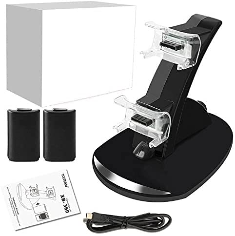 Controller Charger for Xbox 360, Y Team Battery Charger Kit for Xbox 360 Controller, Dual Charger Charging Docking Station Kit for Xbox 360 360E 360S Controller with 2 Battery Pack