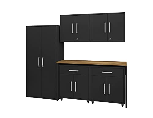 Manhattan Comfort Eiffel 6-Piece Garage Storage Set in Matte Black