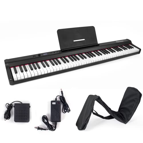 Digital Piano, 88 Key Full Size Velocity-Sensitive Semi-Weighted Keys Portable Electric Piano with Sustain Pedal Power Supply for Beginner/Adults Practice