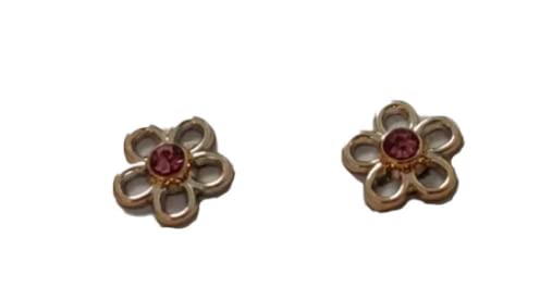 Elegant and noble rose gold five-petal flower pink crystal earrings-B23020409