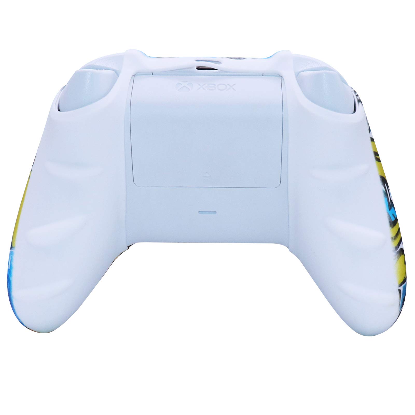 Controller Cover Silicone Skin RALAN,Silicone Gel Controller Cover Skin Protector for Xbox Series Controller (Black Pro Thumb Grip x 8,Cat + Skull Cap Cover Grip x 2) (Octopus White)