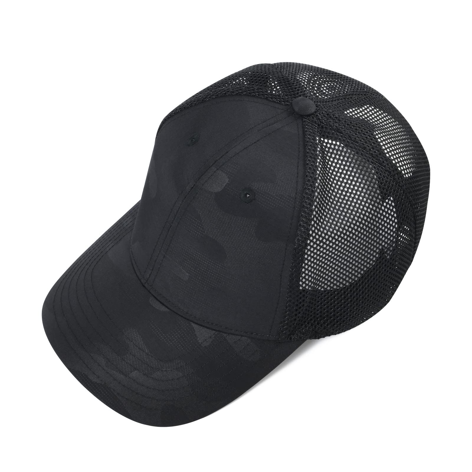 FEINION Quick Dry Baseball Hat Outdoor Ball Cap Adjustable Dad Hat Sports Caps for Men (Camouflage Black/Mesh)