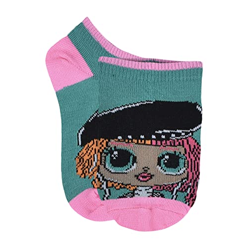 L.O.L. Surprise! Girl's 6-Pack OMG Check it Out No Show Socks, Blue, 6-8