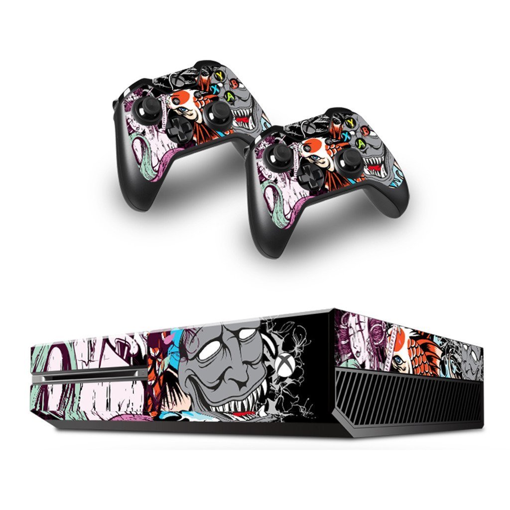 Designer Skin Sticker for the Xbox One Console With Two Wireless Controller Decals- Tsunami