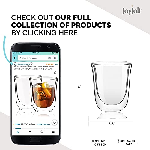 JoyJolt Glass Thermal Glass β 4pcs Borosilicate Glass Cup Set - Double Wall Glass Latte Mug - Ice Coffee Glass Cups for Hot and Cold Drinks β Durable and Dishwasher-Safe Glass Cup Double Wall β 8.4oz