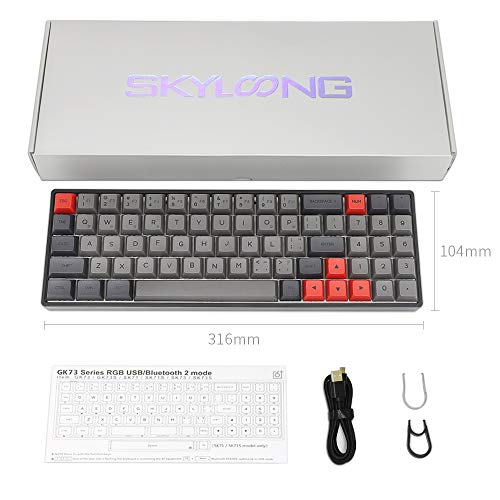 Epomaker SK71S 71-Keys Bluetooth5.1 Wireless/Wired Hot Swappable Mechanical Keyboard with RGB Backlit PBT GSA Keycaps for Win/Mac/Gaming (Gateron Optical Black, Black)