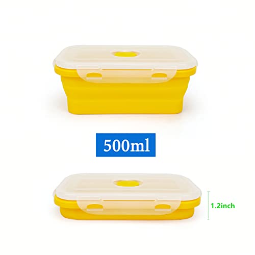 Lunbengo Camping Travel Collapsible Food Storage Container with Lids, Stackable Silicone Storage Containers Meal Prep Containers with Ideal Portion 350ml-540ml-800ml, Microwave Safe,3Piece
