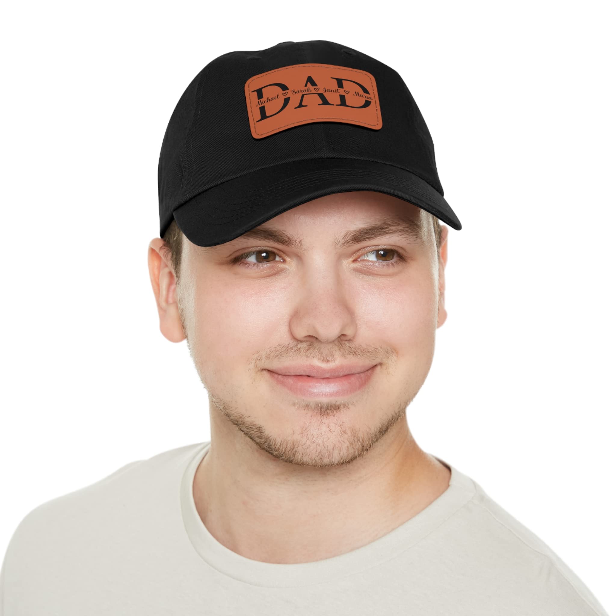 GODMERCH Personalized Dad Hat with Leather Patch, Custom Nickname and Kids Name Hat, Custom Leather Patch Hat, Gifts for Dad On Fathers Day, New Dad Gift, Red