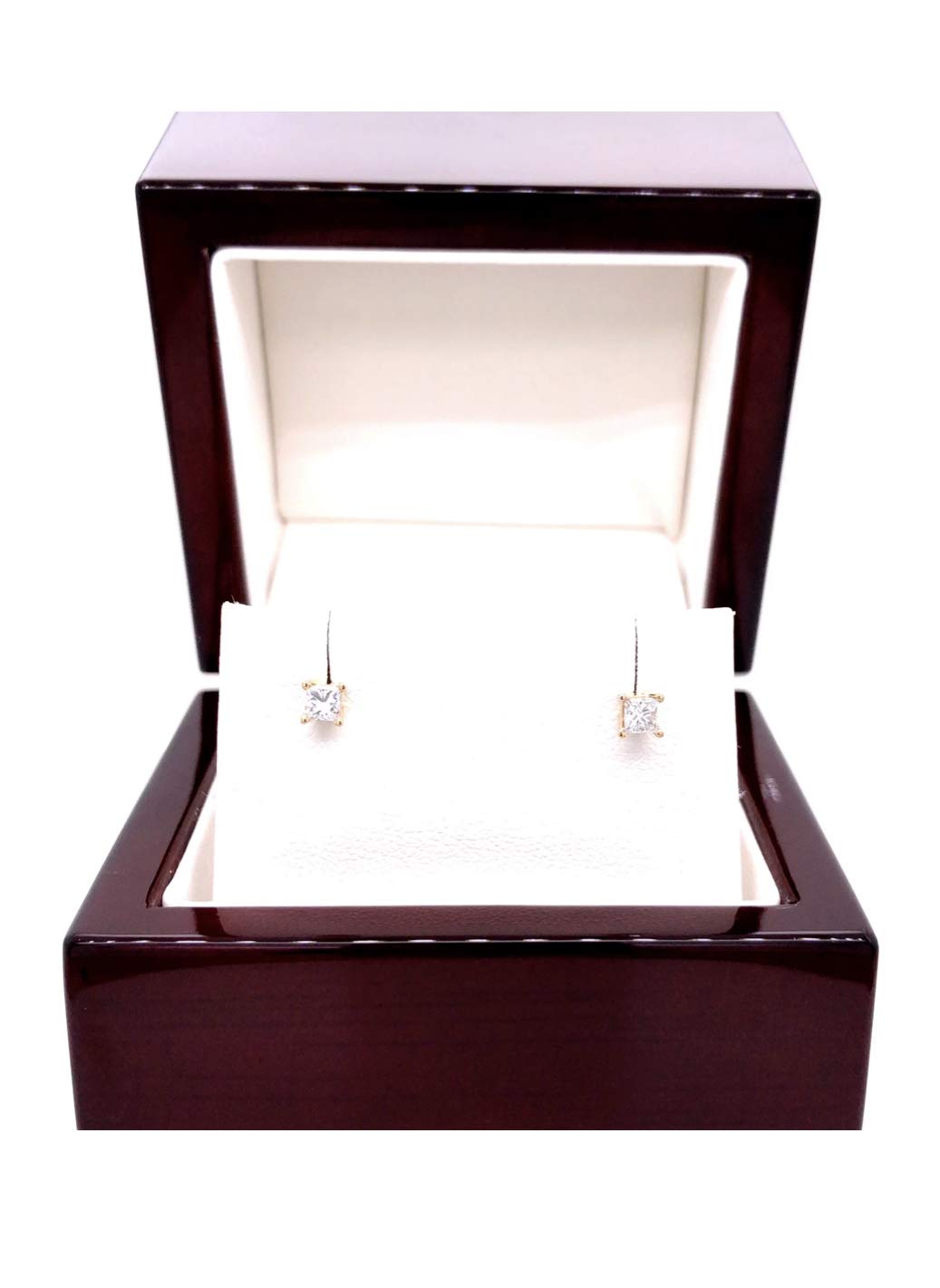 Diamond Wish 1/3 Carat Princess Cut Diamond Stud Earrings in 14k Yellow Gold (I2-I3, cttw) 4-Prong Basket Screw Back