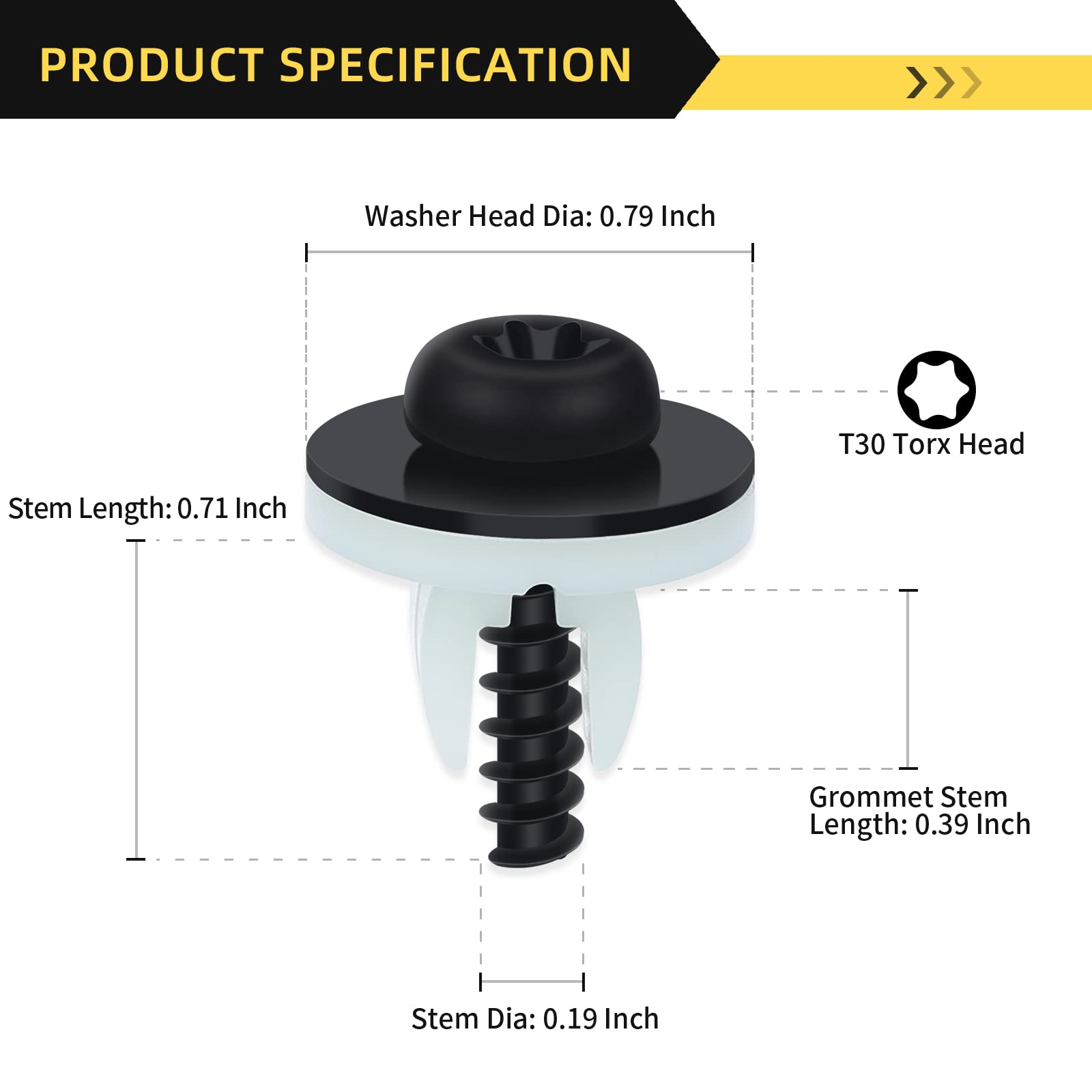 DEEFILL 30PCS T30 Torx Head Under Engine Shield Fender Liner Deflector Grille Screw Bolt Grommet Nut Kit
