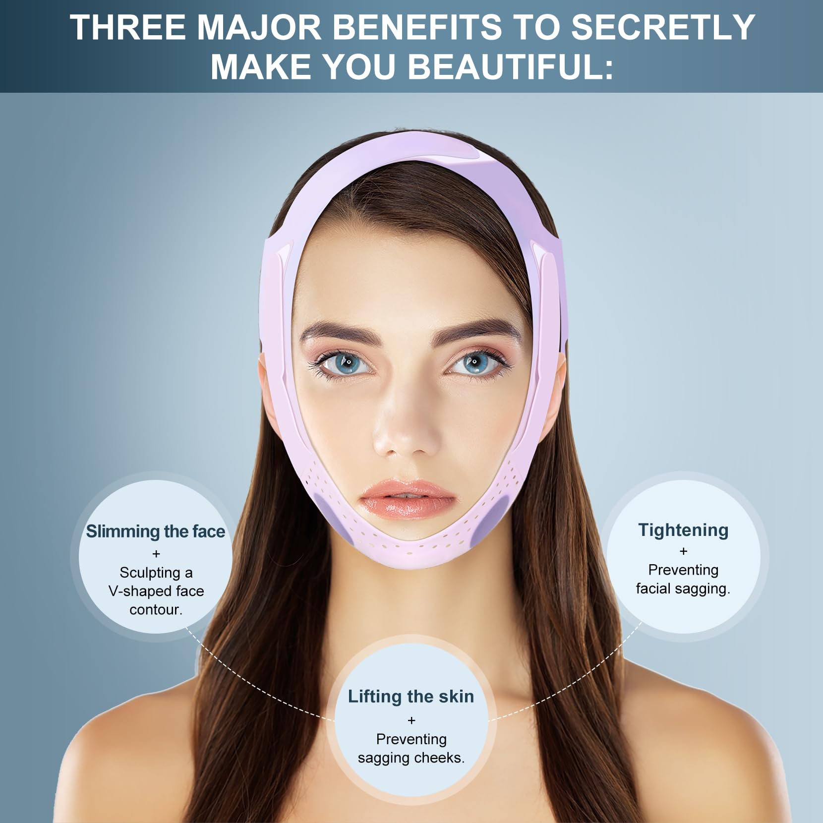 JUSRON Double Chin Reducer V Line Face Lifting Tape Face Strap, Soft Silicone Chin Strap Face Shaper to Removing Double Chin for Women and Men